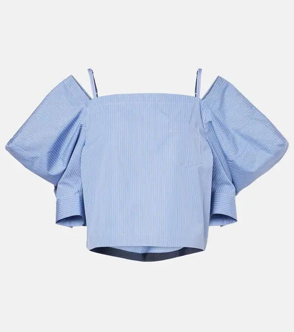 Sacai Striped Cotton Poplin Shirt - Blue