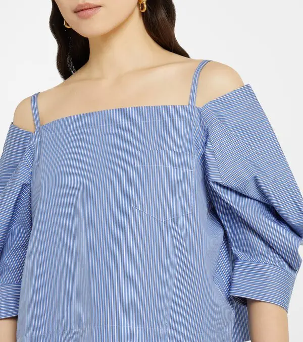 Sacai Striped Cotton Poplin Shirt - Blue
