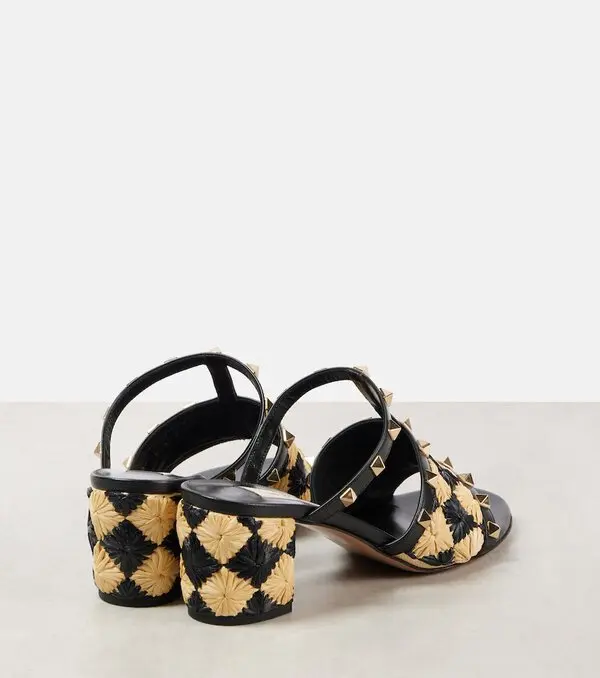 Valentino Garavani Rockstud 60 Raffia Mules