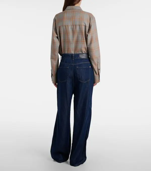 7 For All Mankind Denim Lustre Wide-leg Pants - Blue