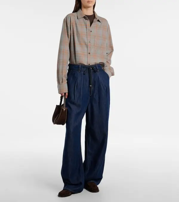 7 For All Mankind Denim Lustre Wide-leg Pants - Blue