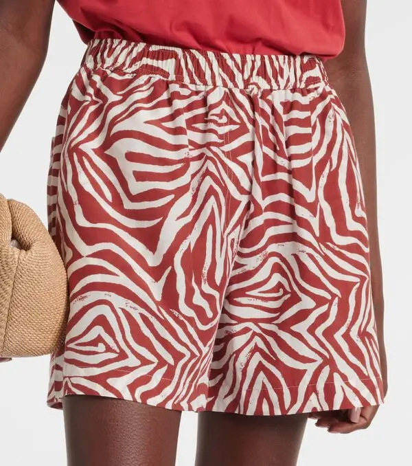 Brunello Cucinelli Cotton And Silk Shorts - Red