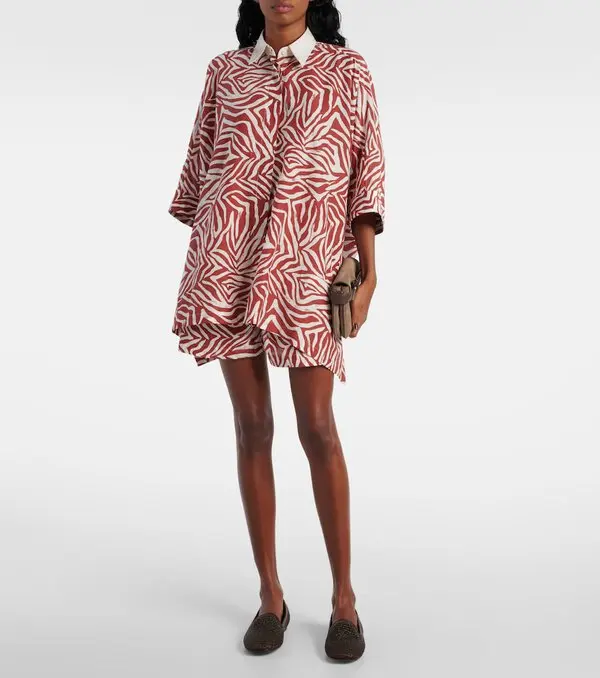 Brunello Cucinelli Cotton And Silk Shorts - Red