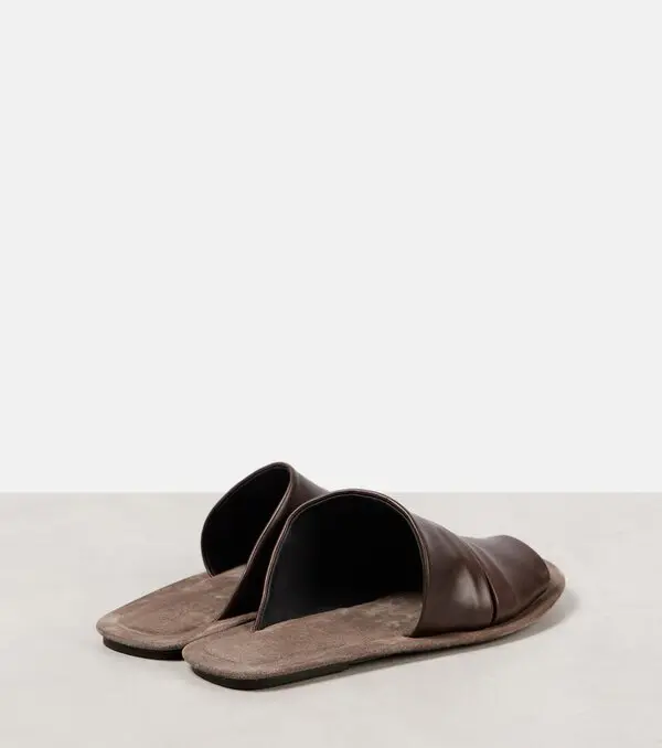 Brunello Cucinelli Ruched Leather Slides