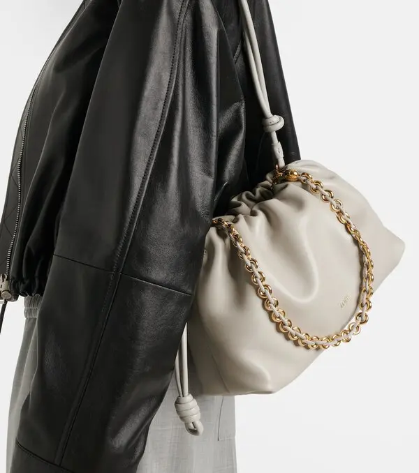Loewe Flamenco Medium Leather Shoulder Bag - Grey
