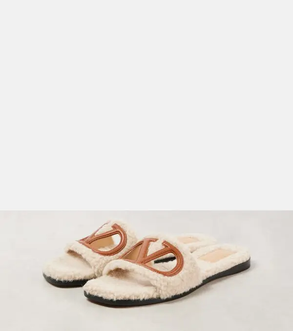 Valentino Garavani Vlogo Cutout Slides - Beige