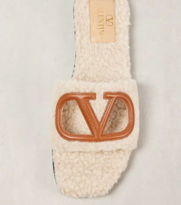 Valentino Garavani Vlogo Cutout Slides - Beige