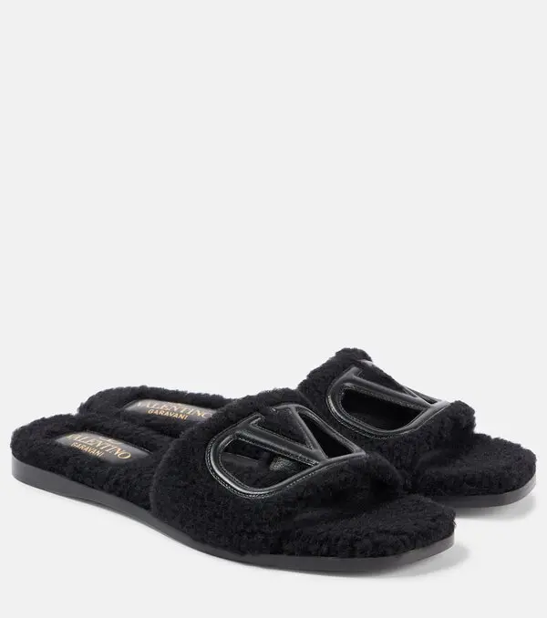 Valentino Garavani Vlogo Cutout Slides - Black
