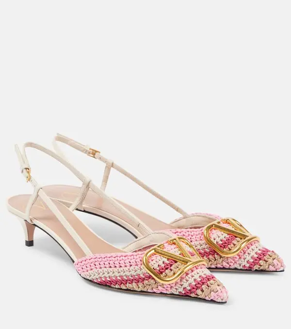 Valentino Garavani Vlogo Signature 40 Slingback Pumps - Pink