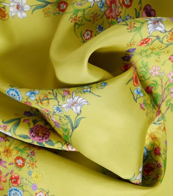 Gucci Double G Floral Silk Twill Scarf