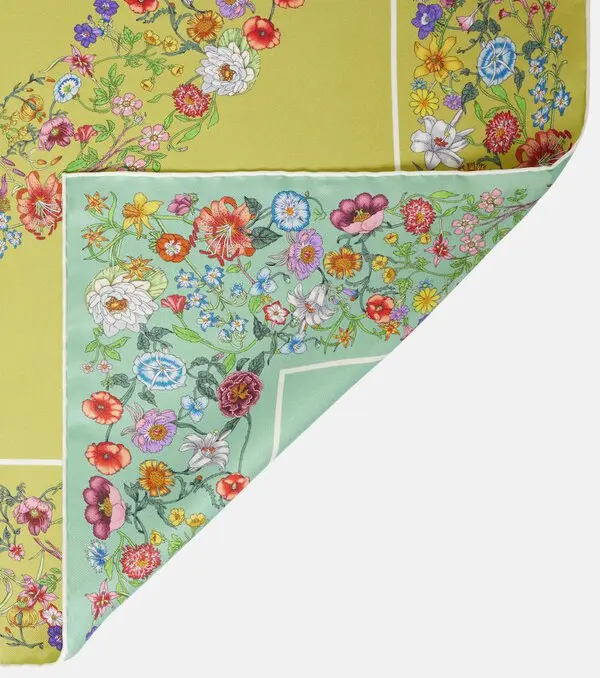 Gucci Double G Floral Silk Twill Scarf
