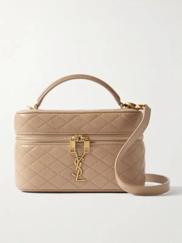 Saint Laurent Gaby Vanity Mini Quilted Leather Shoulder Bag - Neutrals