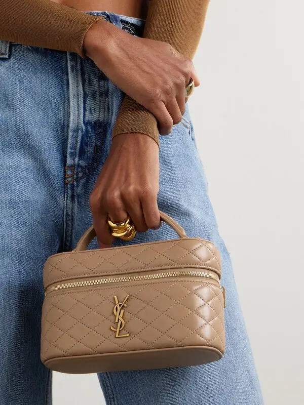 Saint Laurent Gaby Vanity Mini Quilted Leather Shoulder Bag - Neutrals