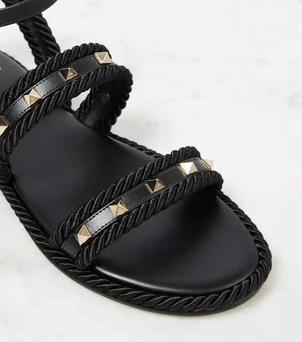 Valentino Garavani Rockstud Torchon Leather Sandals