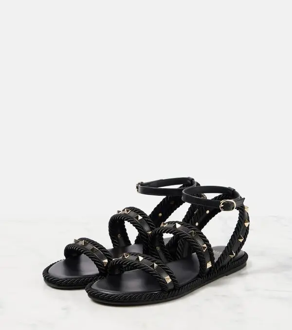 Valentino Garavani Rockstud Torchon Leather Sandals