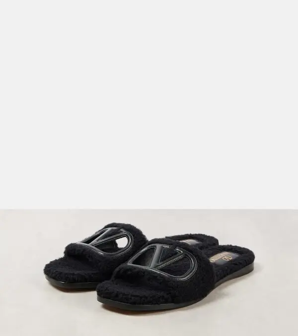 Valentino Garavani Vlogo Cutout Slides - Black