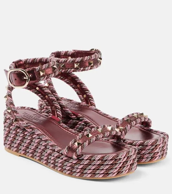 Valentino Garavani Rockstud Torchon Espadrille Sandals