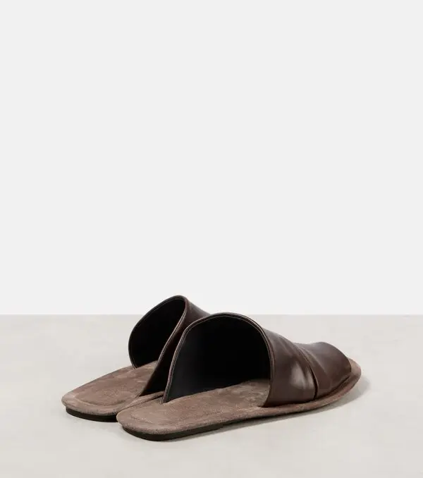Brunello Cucinelli Ruched Leather Slides