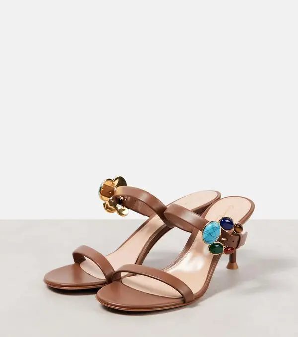 GIANVITO ROSSI 70 Buckle-detail Leather Mules