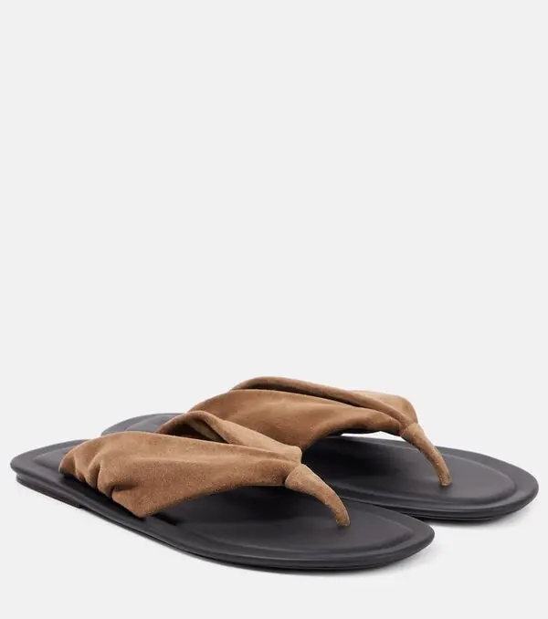 Brunello Cucinelli Suede Thong Sandals - Brown
