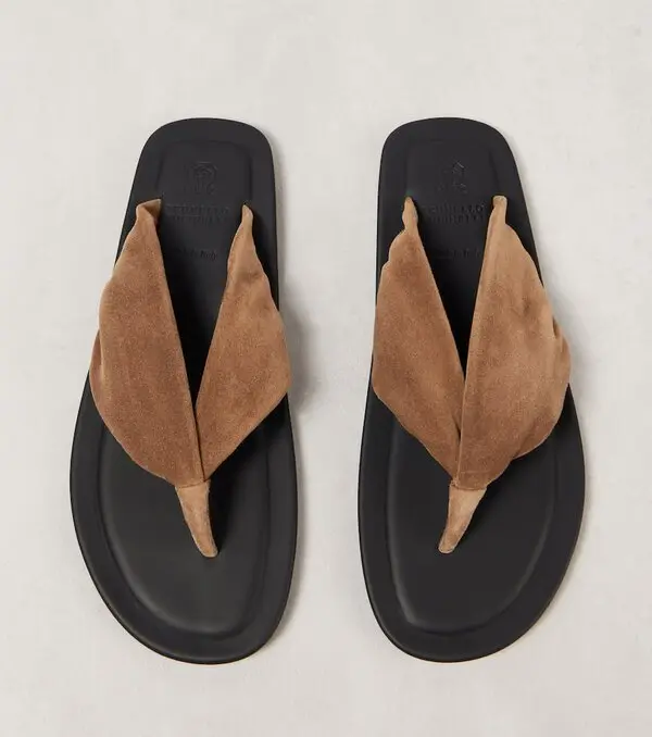 Brunello Cucinelli Suede Thong Sandals