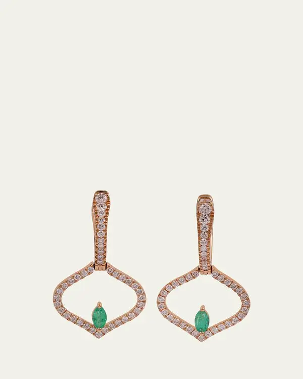 GYAN JAIPUR Sarai Diamond And Emerald Earrings - Yellow Gold