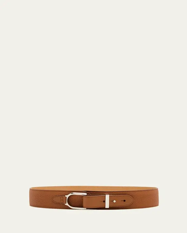 Ralph Lauren Welington Pebbled Leather Turnback Belt - Rl Brown