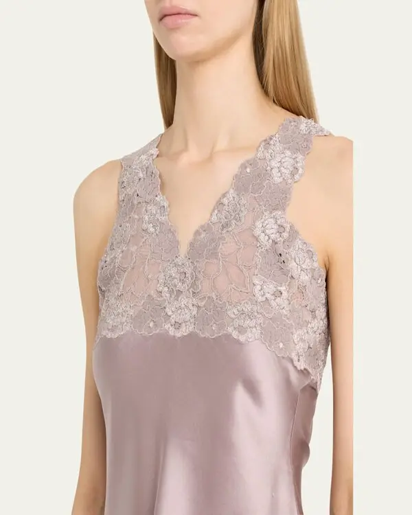 Natori Rose Parfait Lace & Silk Tank - Light Mocha