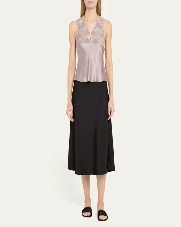 Natori Rose Parfait Lace & Silk Tank - Light Mocha
