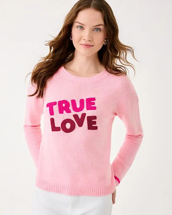 Lilly Pulitzer® Crewneck Pippy Sweater - Heathered Conch Shell Pink True Love Boucle