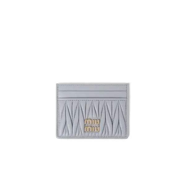 Miu Miu Matelassé Nappa Leather Card Holder - Pearl Gray