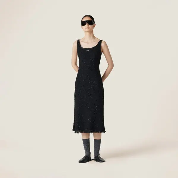 Miu Miu Lamé Bouclé Slip Dress