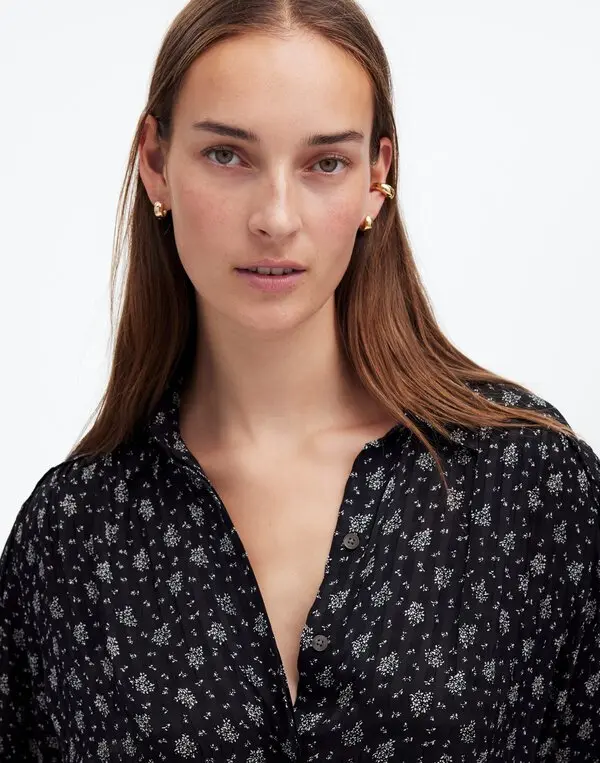 Madewell Floral Long-sleeve Button-front Top