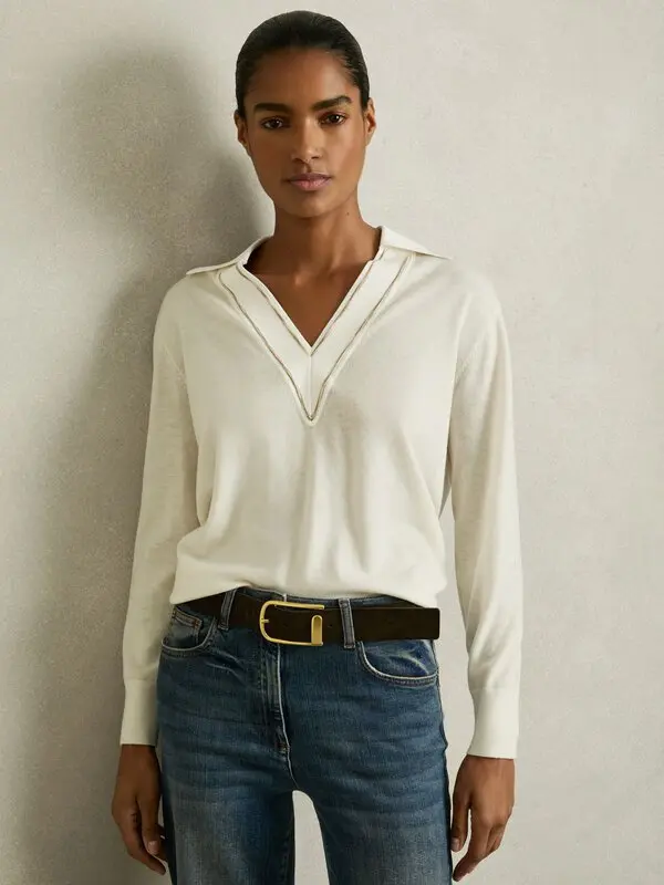 REISS Nina Wool Cricket Jumper - Ivory