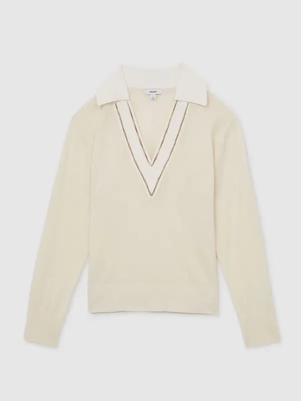 REISS Nina Wool Cricket Jumper - Ivory