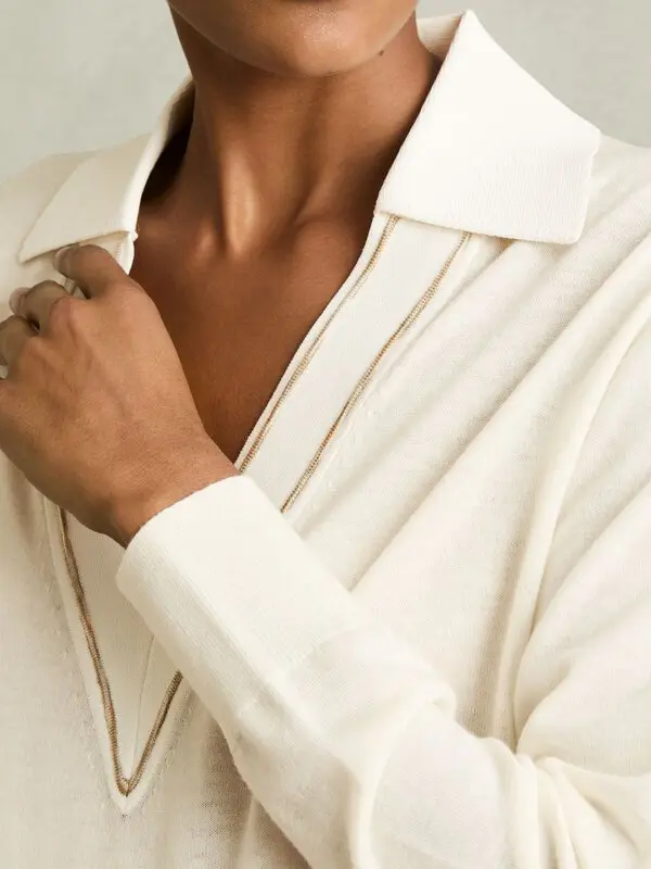 REISS Nina Wool Cricket Jumper - Ivory