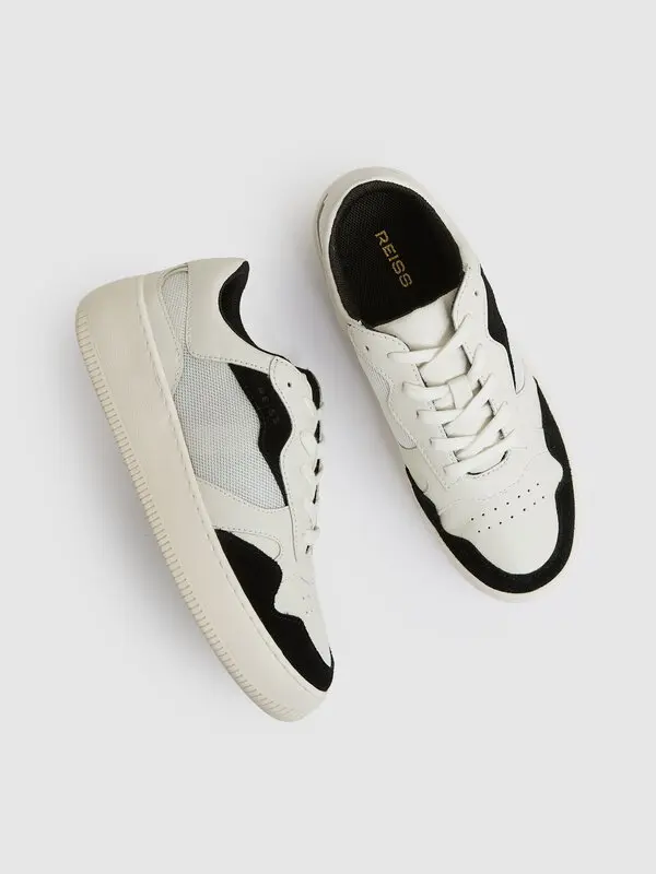 REISS Ruth Leather And Mesh Platform Trainers