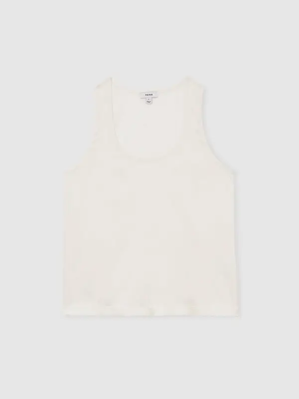 REISS Ruby Silk-front Cami Top - White