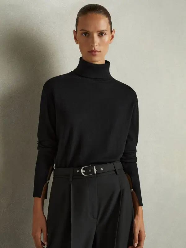 REISS Macy Merino Wool Roll Neck Jumper