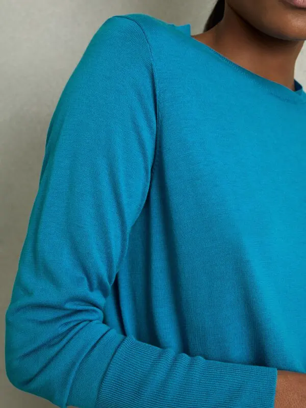 REISS Fine-knit Crew-neck Jumper With Cashmere