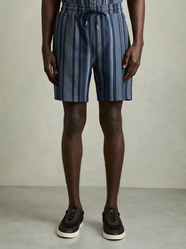 REISS River Aztec-stripe Drawstring Shorts