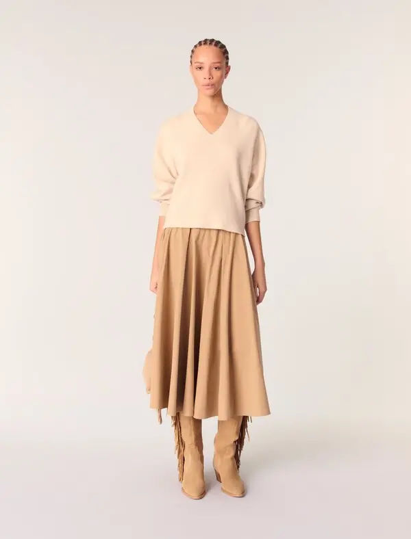 Maje Wool Blend V-neck Cropped Sweater