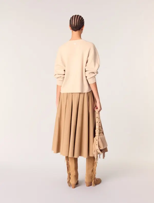 Maje Wool Blend V-neck Cropped Sweater