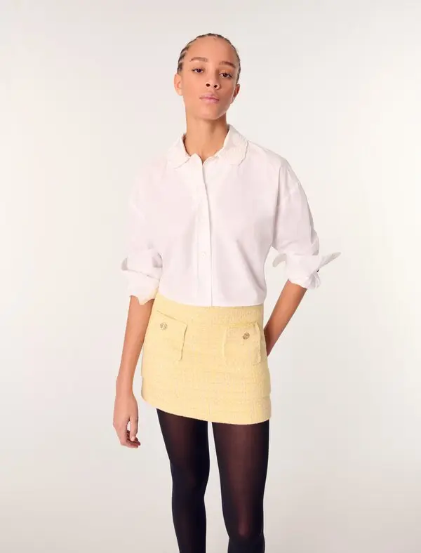 Maje Cotton Tweed Mini Skirt