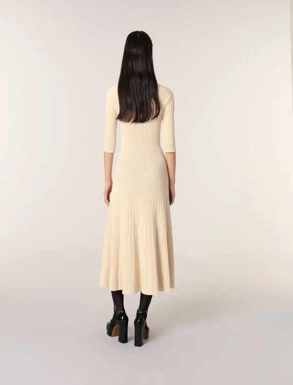Maje Sequin Knit Midi Dress In Beige - 40% Off | Editorialist