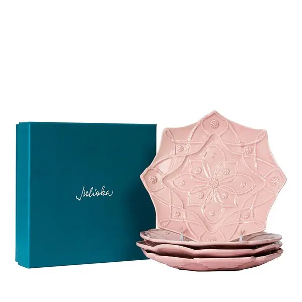 JULISKA Jardins Du Monde Dessert/salad Plate, Set Of 4 - Pink Multi