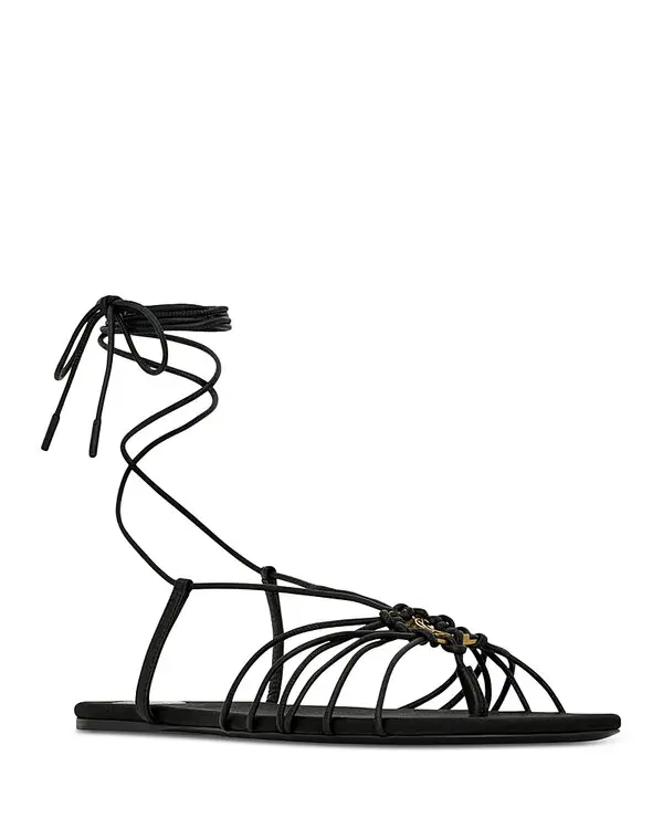 Saint Laurent Babylone Logo-embellished Sandals - Black Lambskin