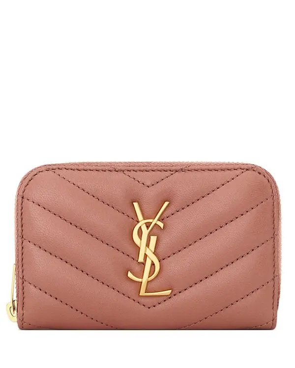 Saint Laurent Cassandre Wallet In Lambskin - Barely Pink