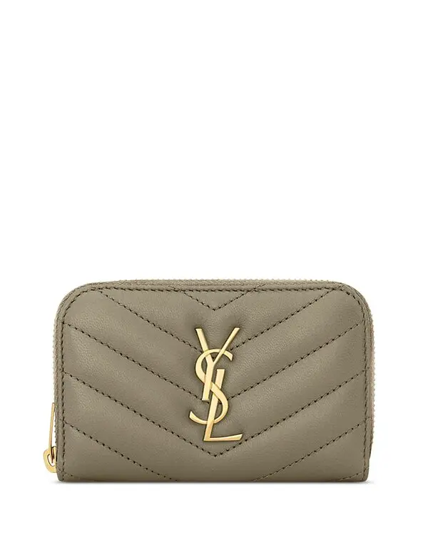 Saint Laurent Cassandre Wallet In Lambskin - Strong Moss