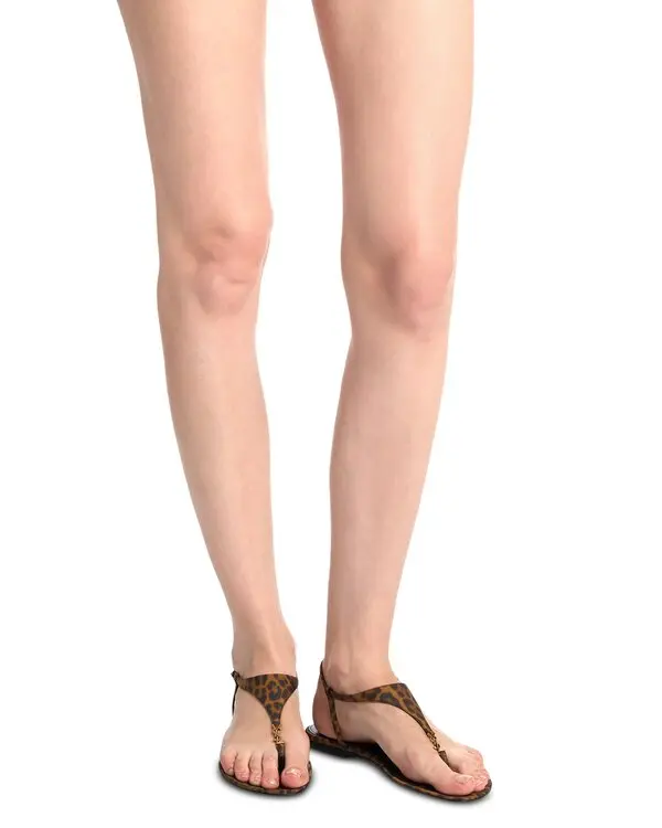 Saint Laurent Cassandra Slingback Thong Sandals - Leopard